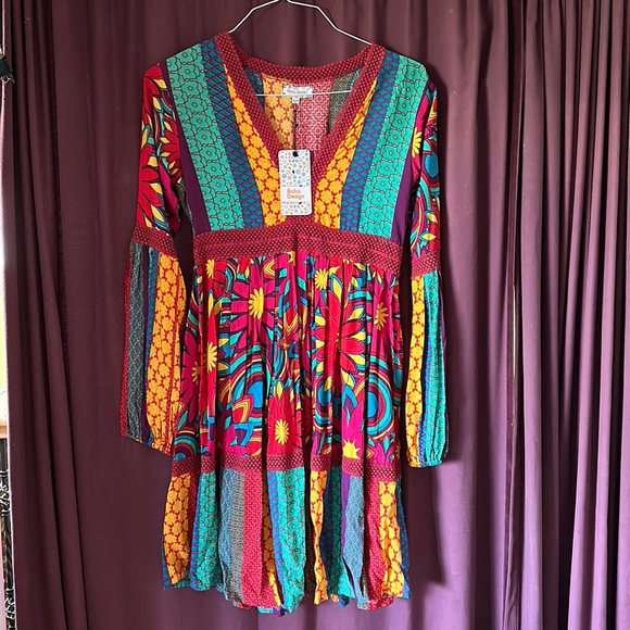 Dresses | Baba Design Cute Hippie Floral Pattern Dress | Poshmark